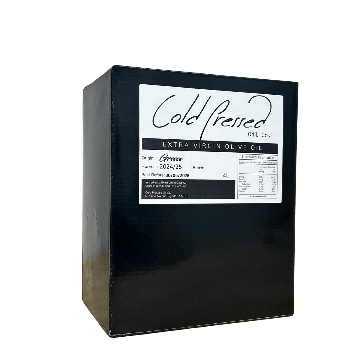 Cold Pressed Oil Co. Extra Virgin Olive Oil 4L | Merchants Pantry